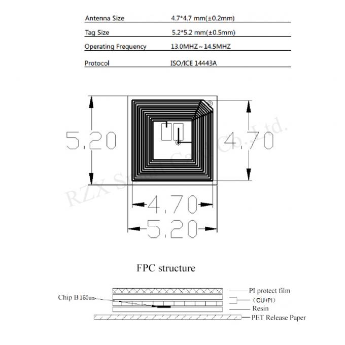 Programmable FPC RFID NFC Tags small sizes Dia 20 / 25 / 30 / 35mm