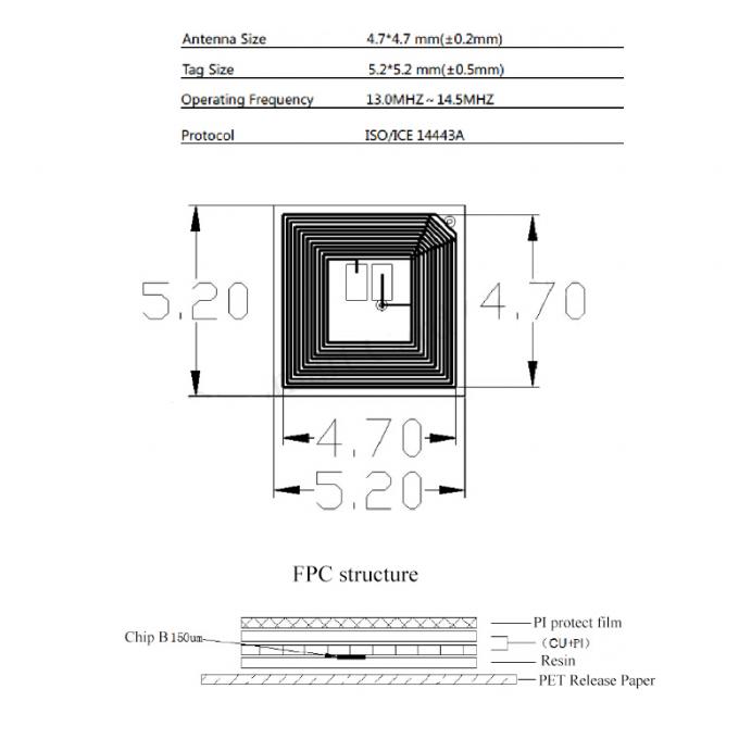 Programmable FPC RFID NFC Tags small sizes Dia 20 / 25 / 30 / 35mm